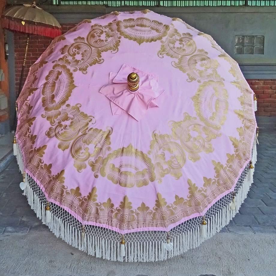 Romantic Pink Parasol | Hand-Painted Masterpiece with Gold Beaded ...