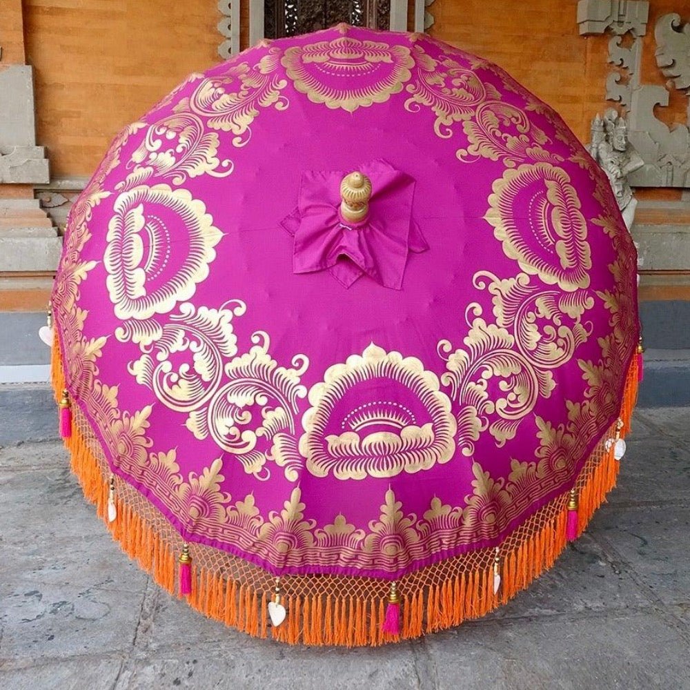 Cecilia Parasol | Pink & Gold Vibrant Outdoor Décor | Baliaric ...
